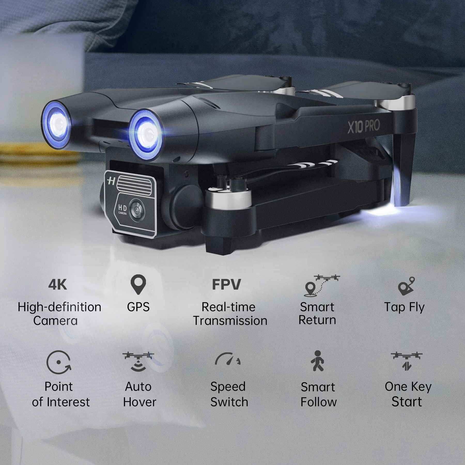 CHUBORY X10 PRO GPS Drone with Camera for Adults 4K UHD, 90 Min Long F
