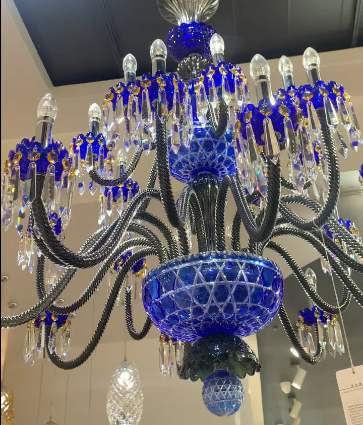 Luxury Candle Light Blue&Black Crystal Chandelier for Bedroom – Sylvia ...
