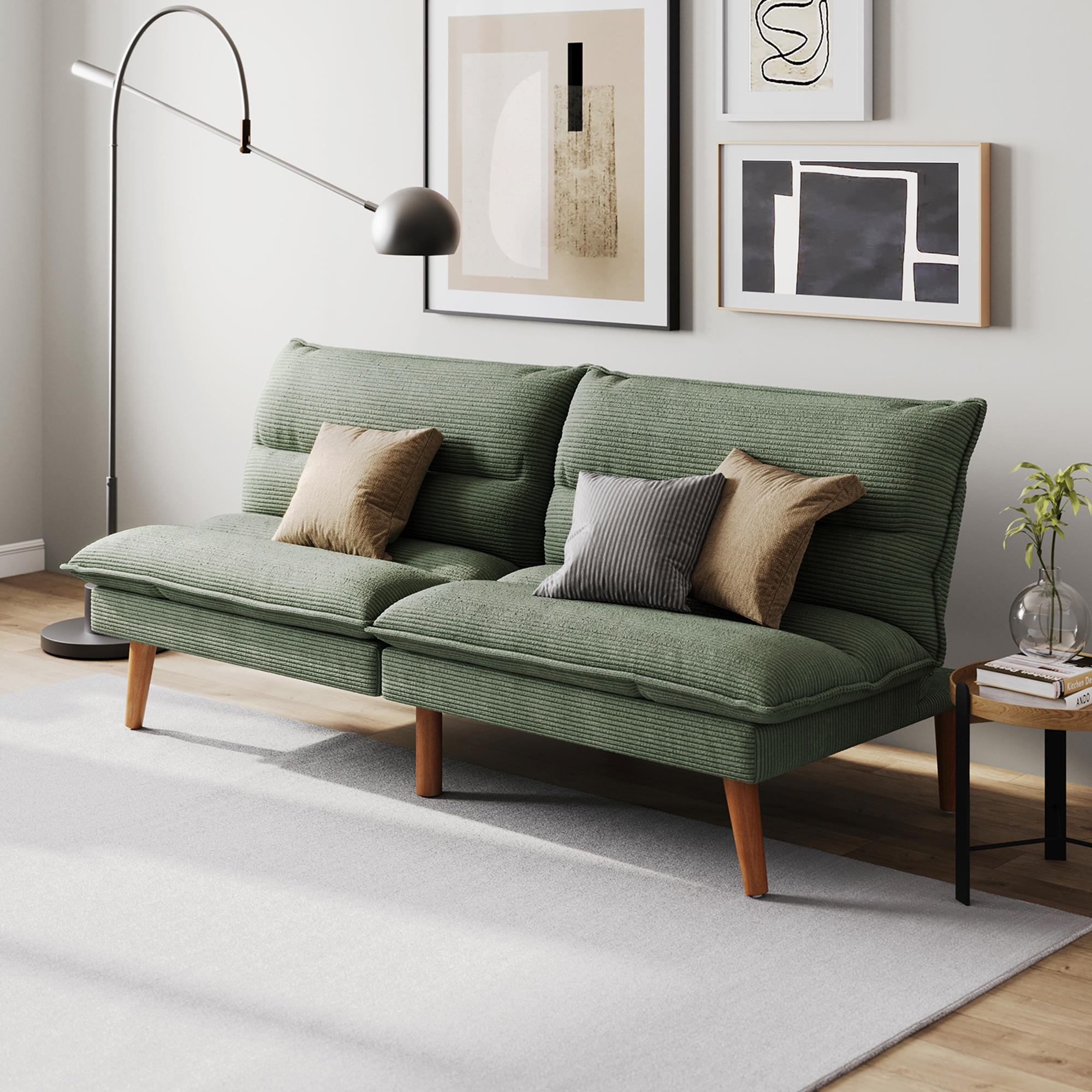 71 W Corduroy Convertible Futon Sofa Bed