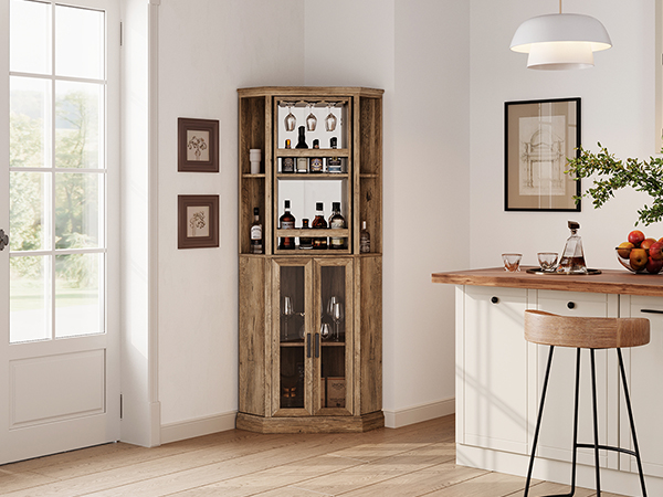 Corner Bar Cabinet 68.5 Tall Farmhouse Wine Cabinet