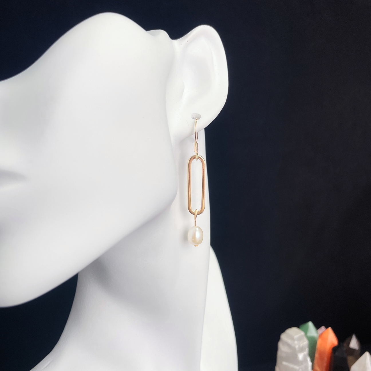 Simple Pearls Earrings Rectangular Frame Earrings-likayjewel