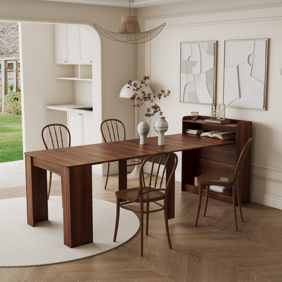 Extendable Dining Table with Hidden Storage for 1-9 People | 21"-98 ...