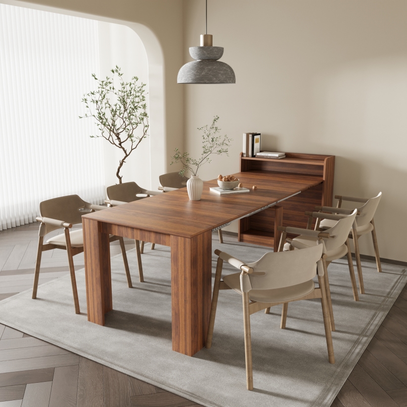 Extendable Dining Table with Hidden Storage for 1-9 People | 21"-98 ...