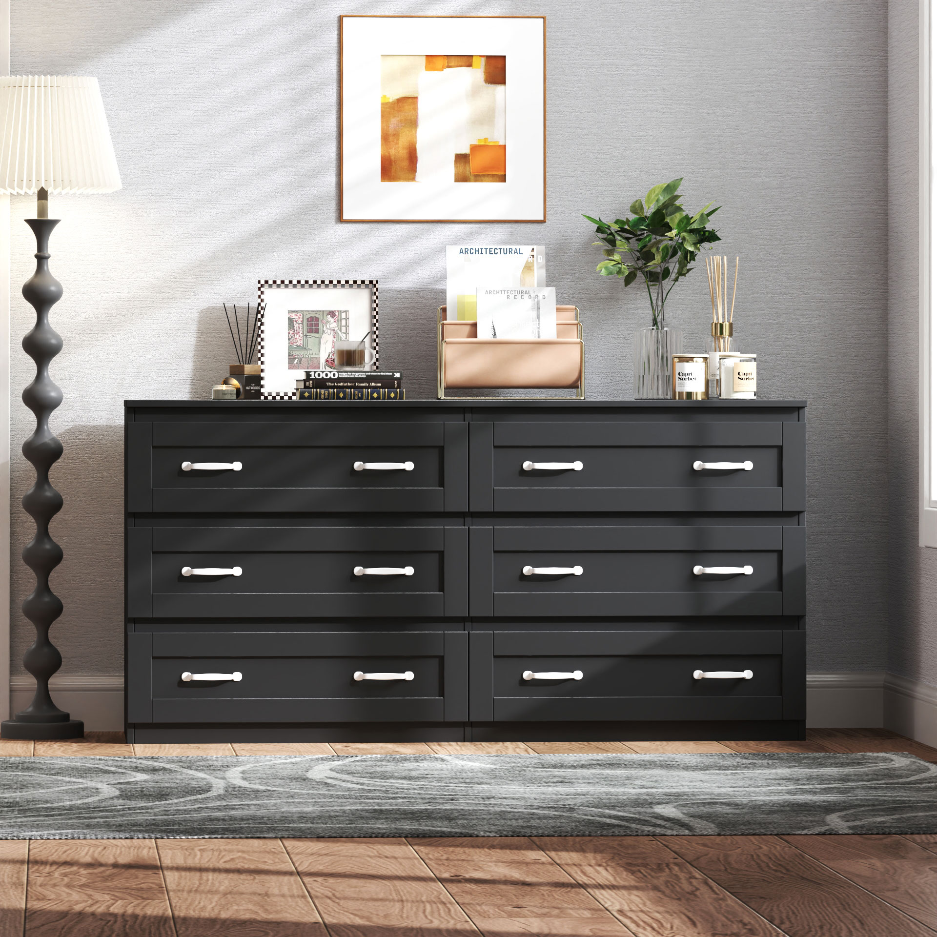 Modern 6 Drawer Dresser for Living Room Bedroom or Hallway Storage JOYSOURCE