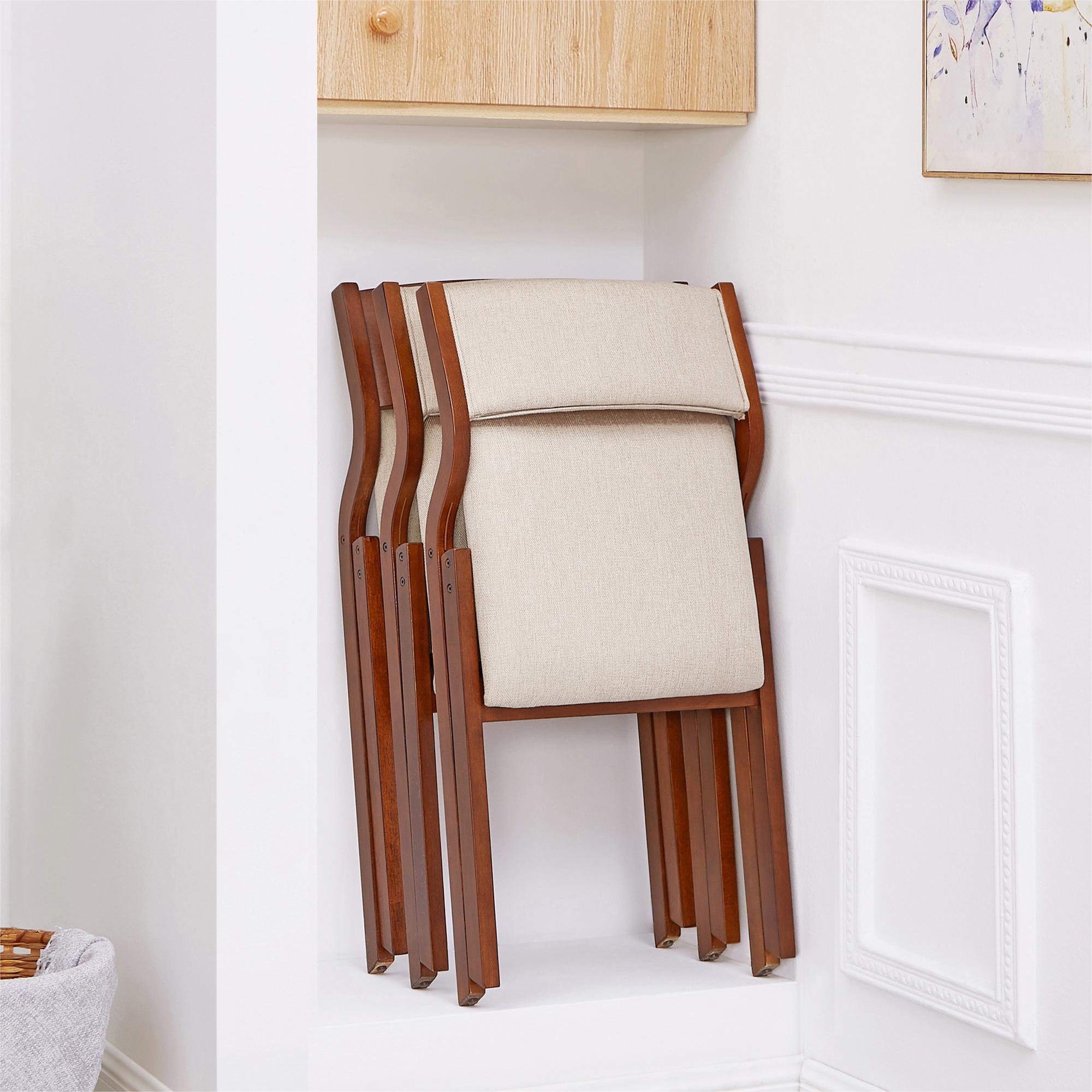Upholstered Folding Dining Chair with Wooden Frame | Set of 2 – JOYSOURCE