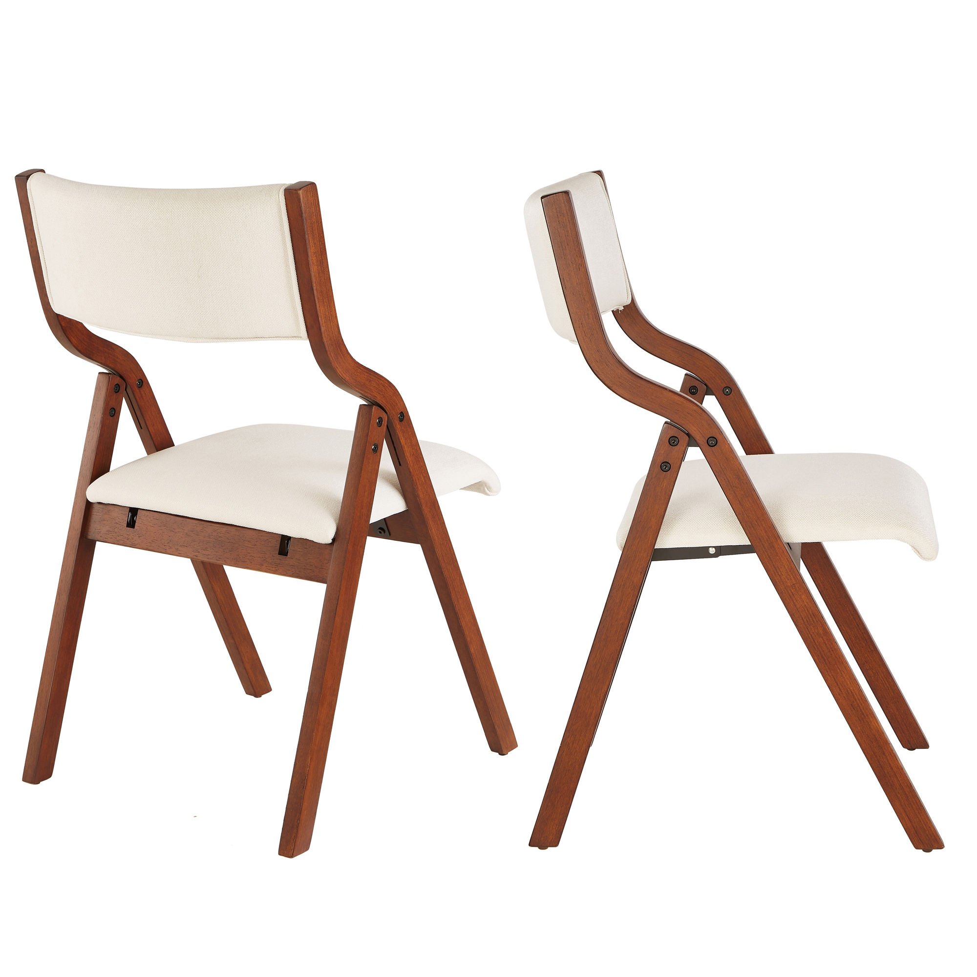 Upholstered Folding Dining Chair with Wooden Frame | Set of 2 – JOYSOURCE