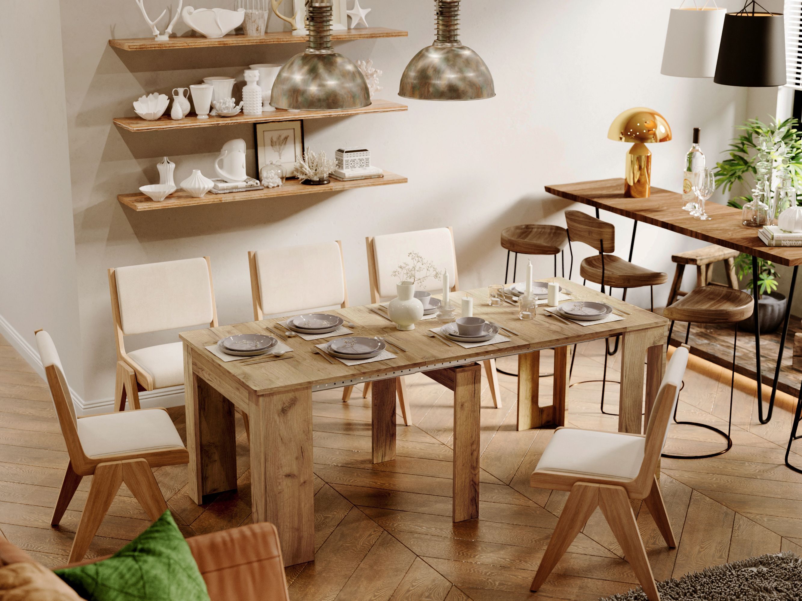 Space-Saving Extendable Console to Dining Table Seats -8 | Transforms ...
