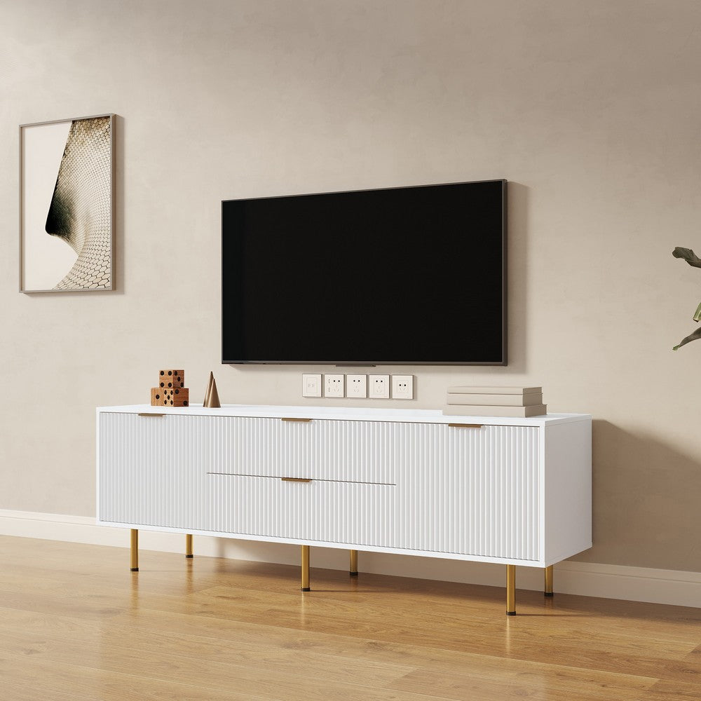 Sleek 63 TV Media Console with 2 Drawers Storage for Living Room JOYSOURCE