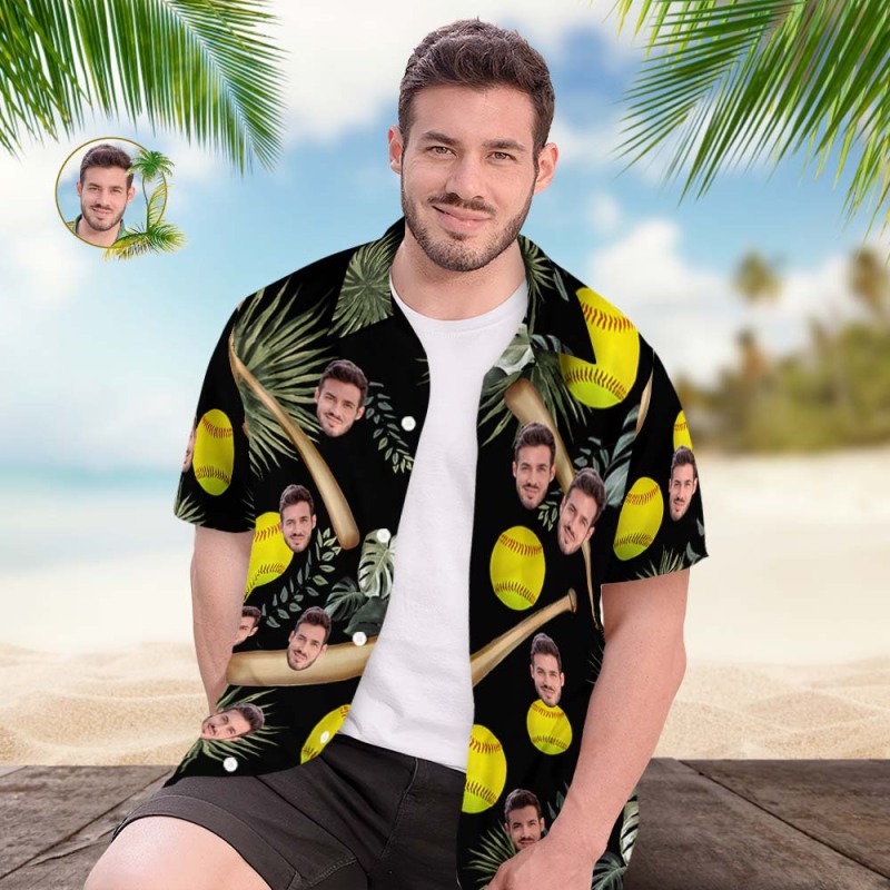 Custom Face Hawaiian Shirt Mens All Over Print Aloha Shirt T Bas