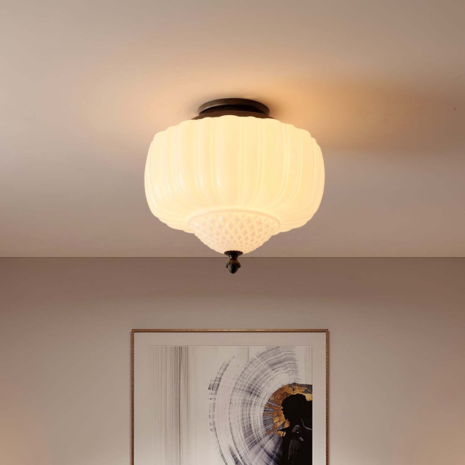 White Cream Round Glass Ceiling Lighting – Yoholight