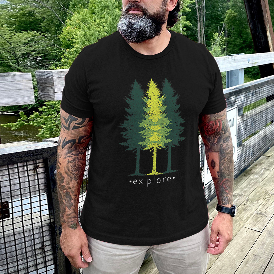 Explore Forest Tree Printed Men's T-shirt