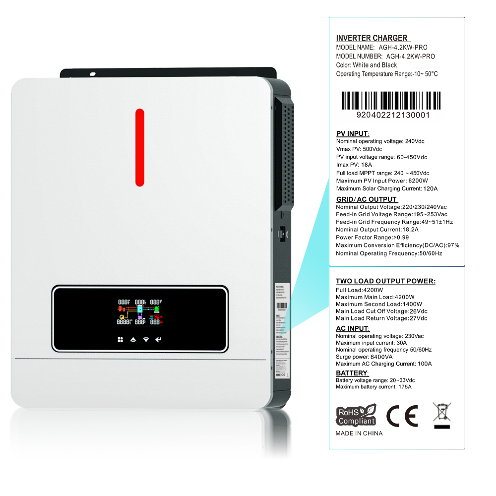 Daxtromn Power M4.2KW Hybrid Solar Inverter 24VDC Batteryless working