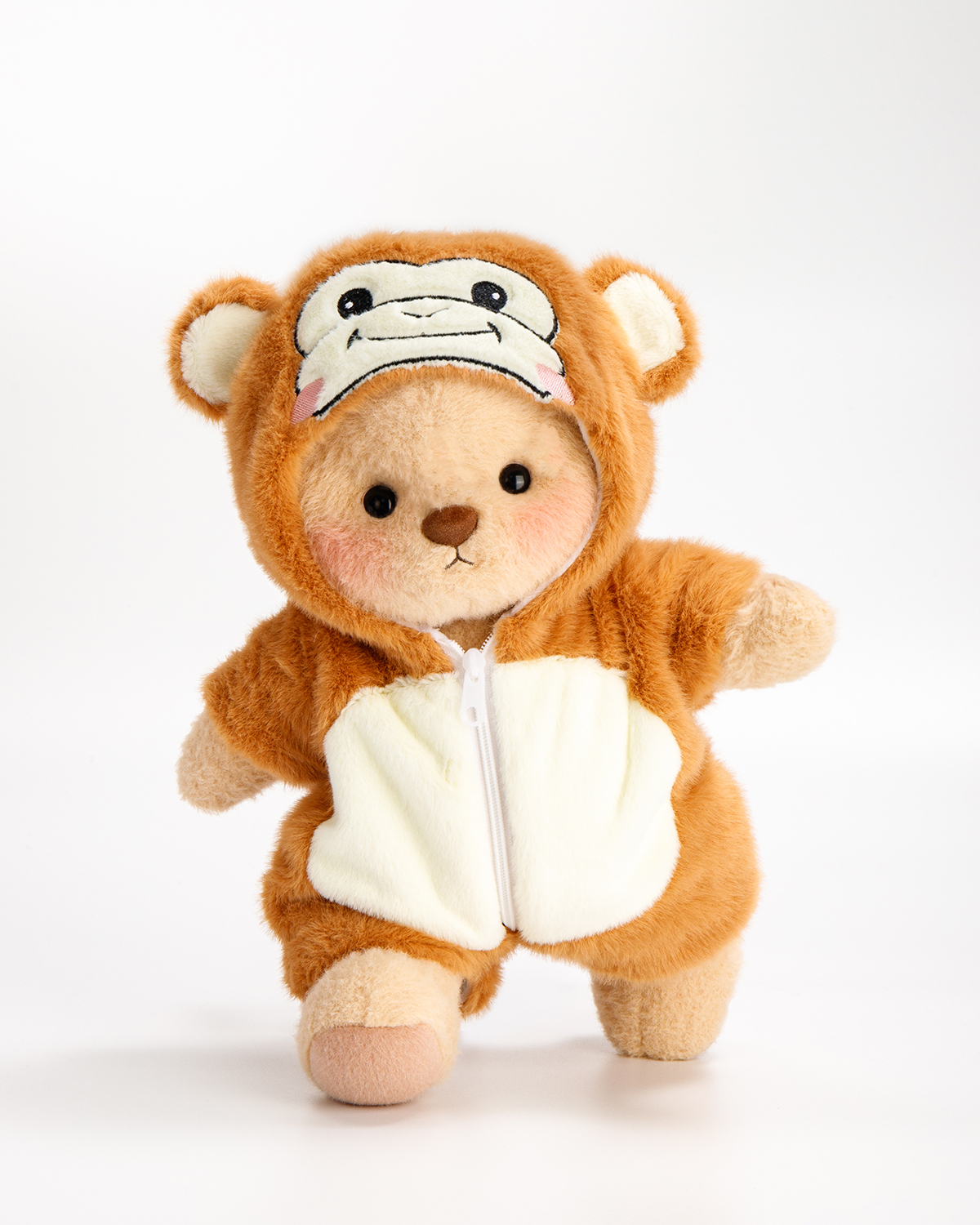 Getahug Cheerful Monkey Teddy Bear | Handmade Jointed Stuffed Animal G