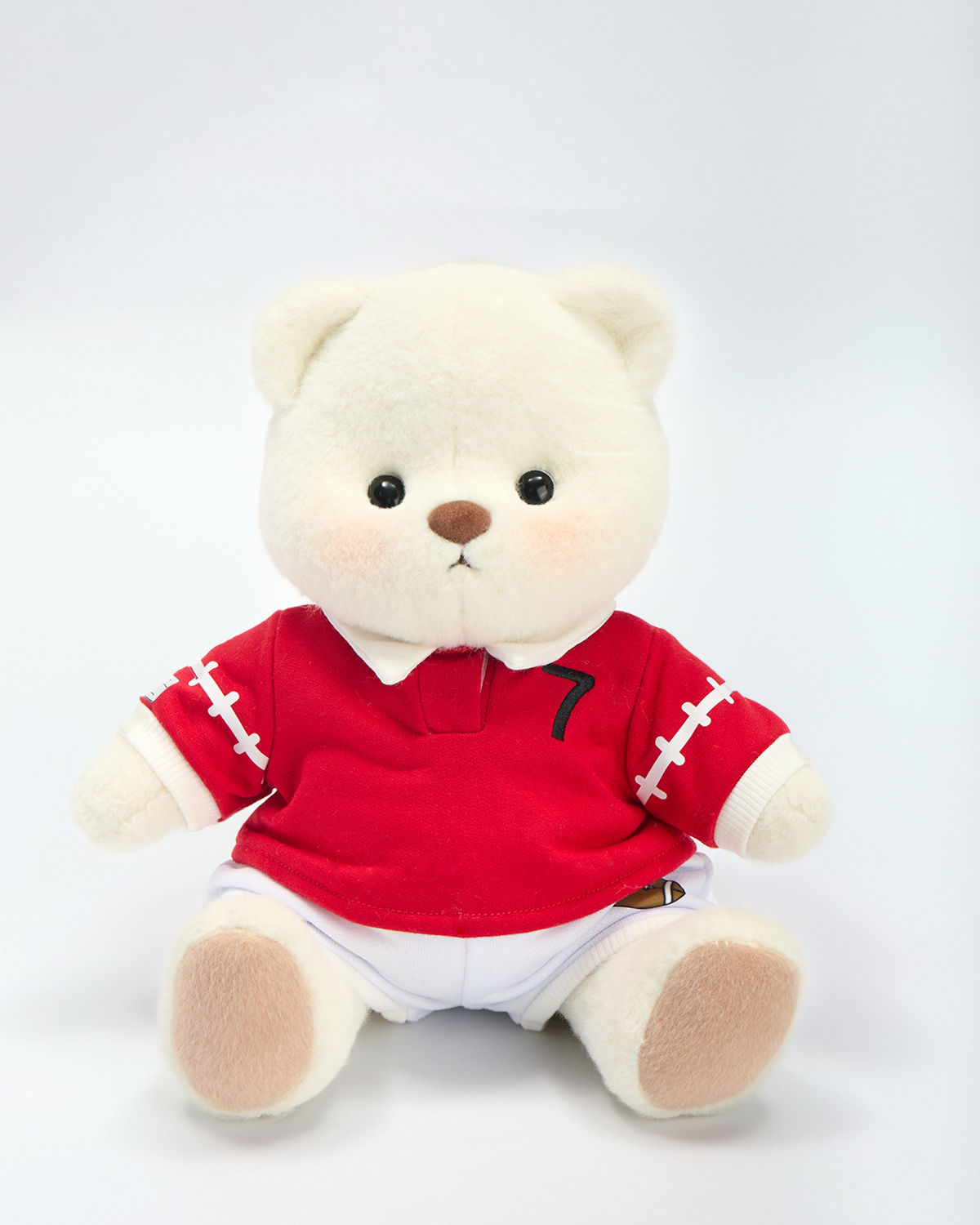 Getahug No. 7 Red Football Jersey White Teddy Bear | Handmade Jointed