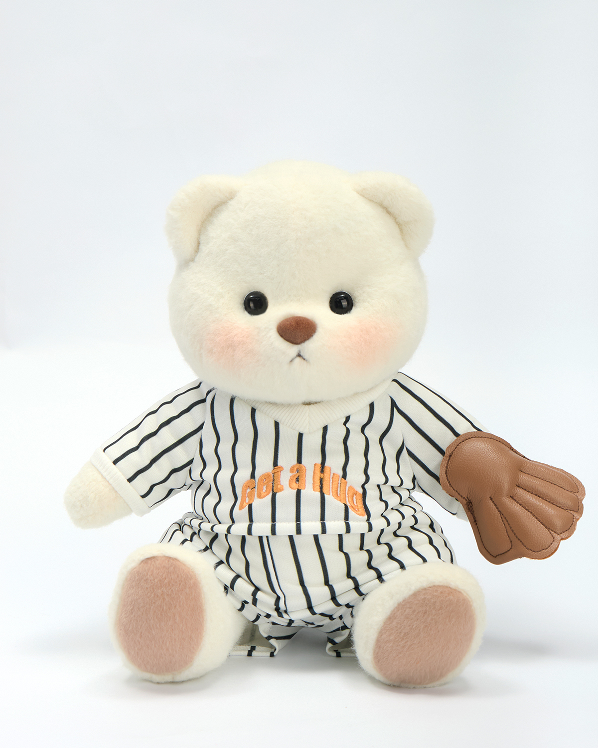 Getahug Classic Baseball Jersey White Teddy Bear | Handmade Jointed St