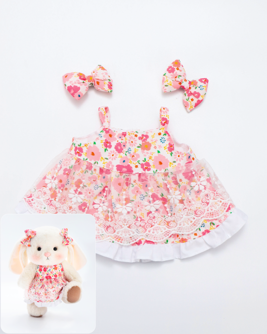 Pink Floral Lace Dress Set (Outfit Only) | 12 Inches Stuffed Animal Cl ...