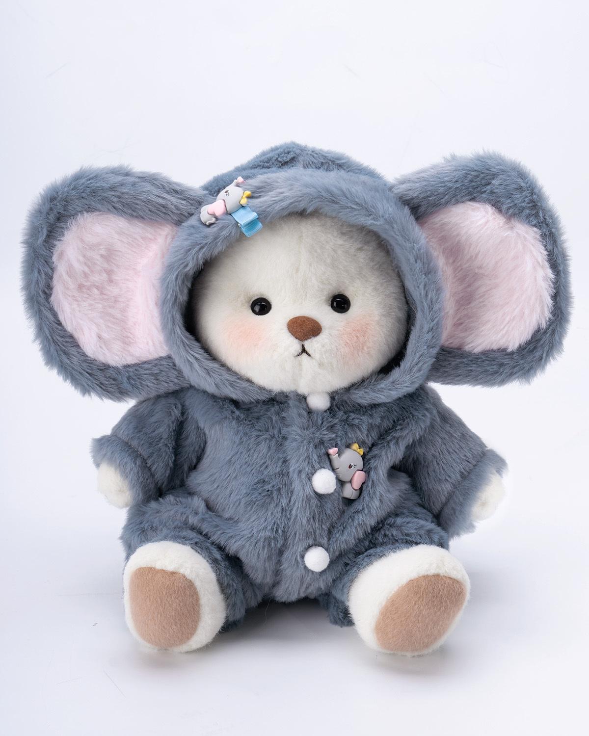 Getahug Fluffy Little Elephant White Teddy Bear | Handmade Stuffed Ani