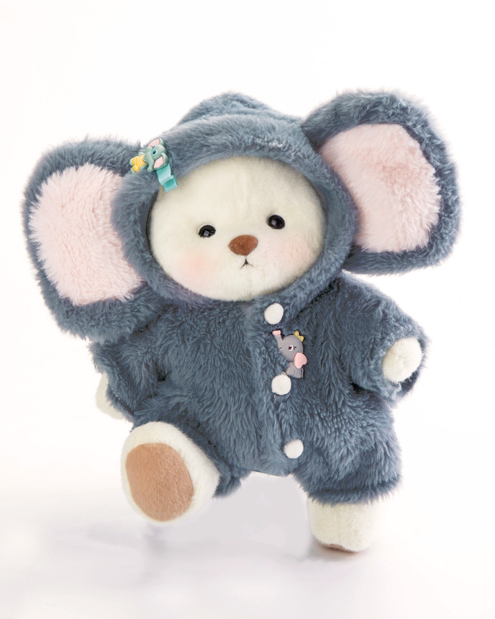 Getahug Fluffy Little Elephant White Teddy Bear | Handmade Stuffed Ani