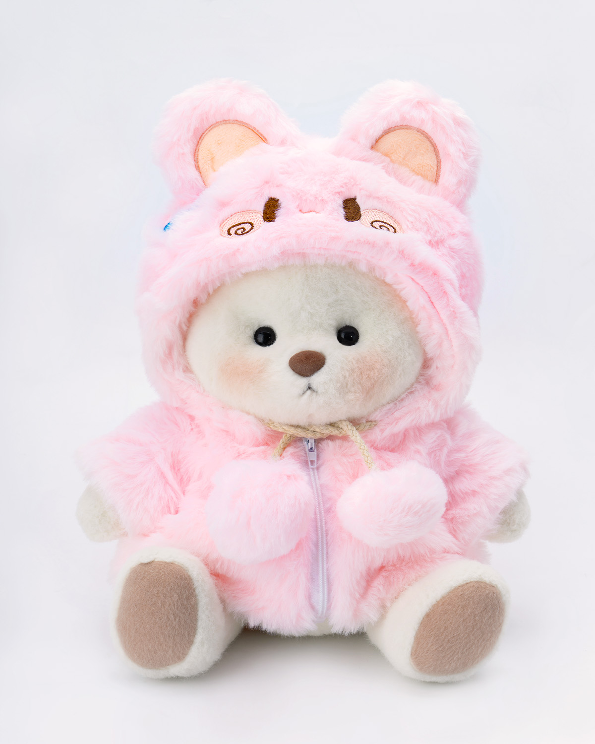 Getahug Cute Fluffy Bunny White Teddy Bear Handmade Jointed Toy Gift
