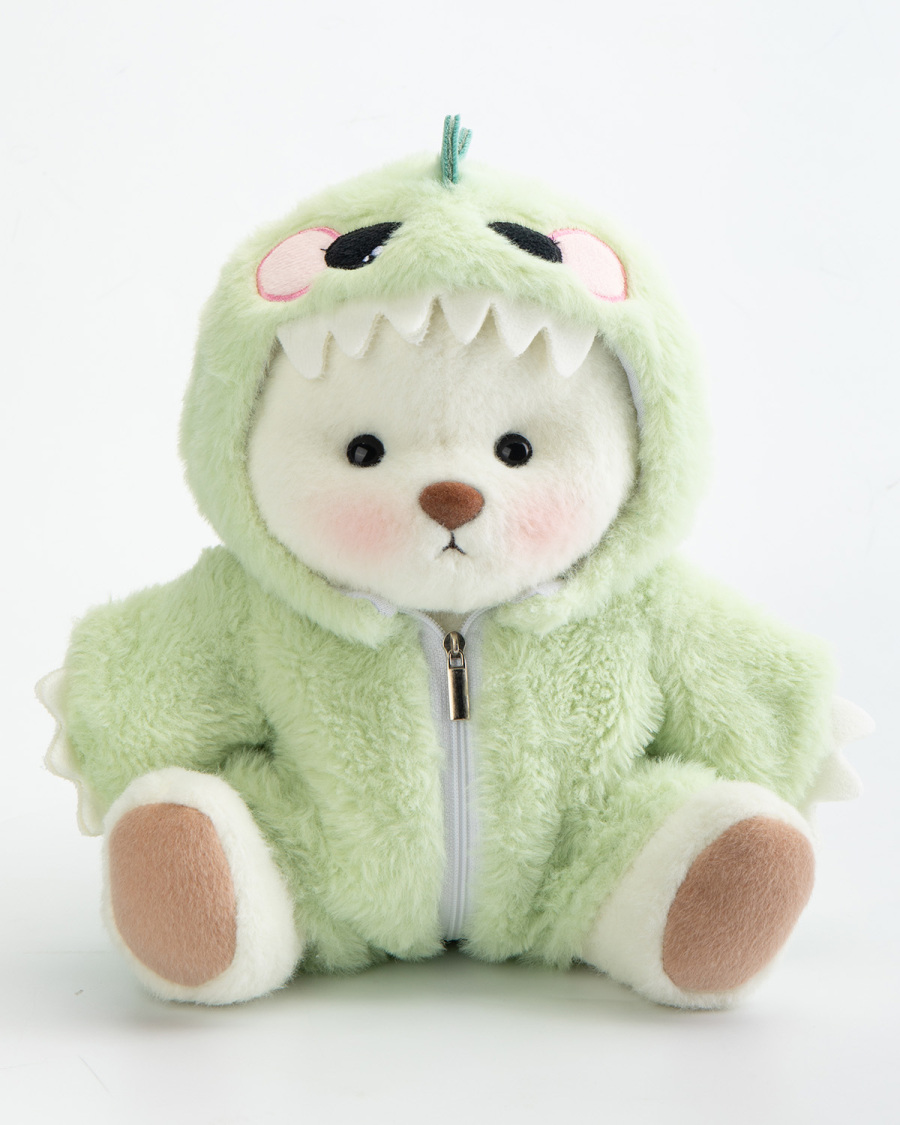 Getahug Furry Dino White Teddy Bear | Handmade Stuffed Animal Gift
