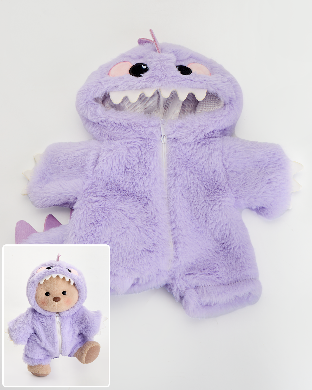 Getahug Furry Purple Dino Bear | Handmade Jointed Teddy Bear Gift