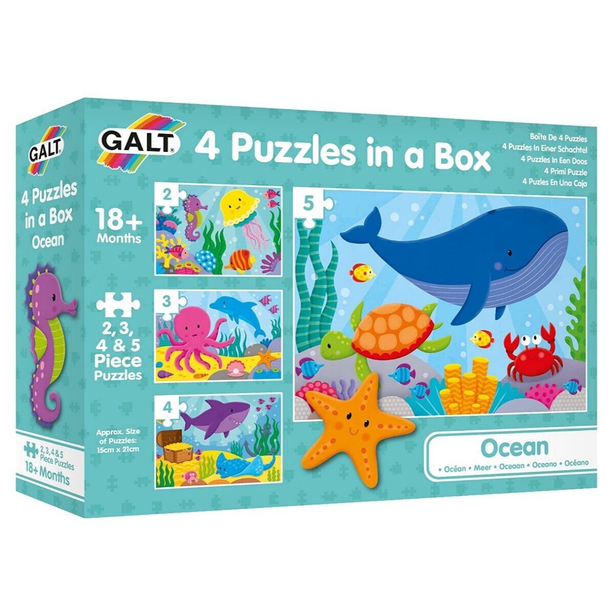 Galt Toys - 4 Ocean Puzzles in a Box - 2, 3, 3 & 5 Pieces | 365 Games UK