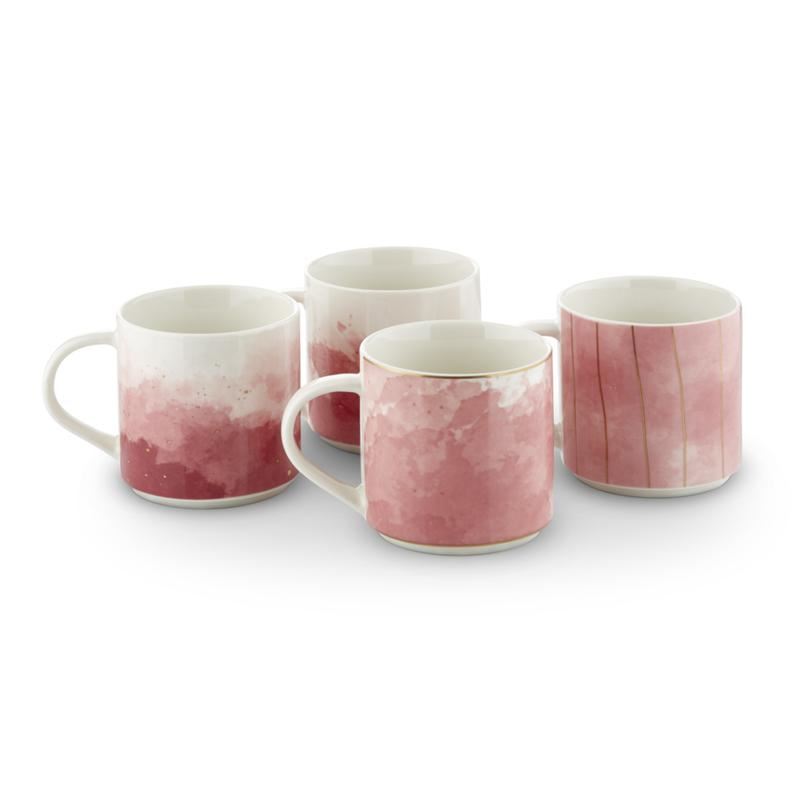 Tower Set of 4 Ink Mugs Pink & Gold | 365 Games UK