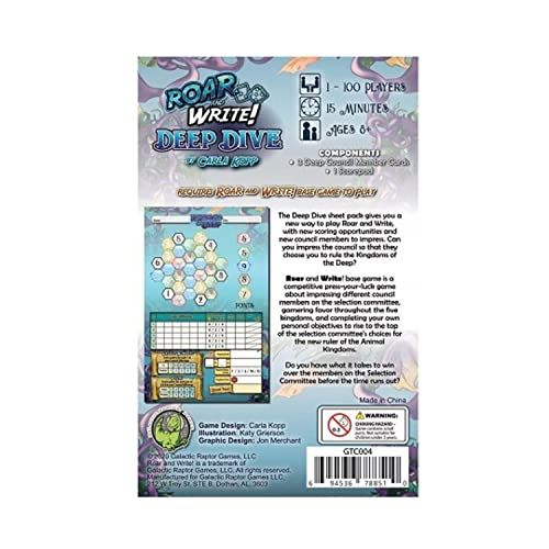 Roar and Write Deep Dive Sheet Pack Board Game | 365 Games UK