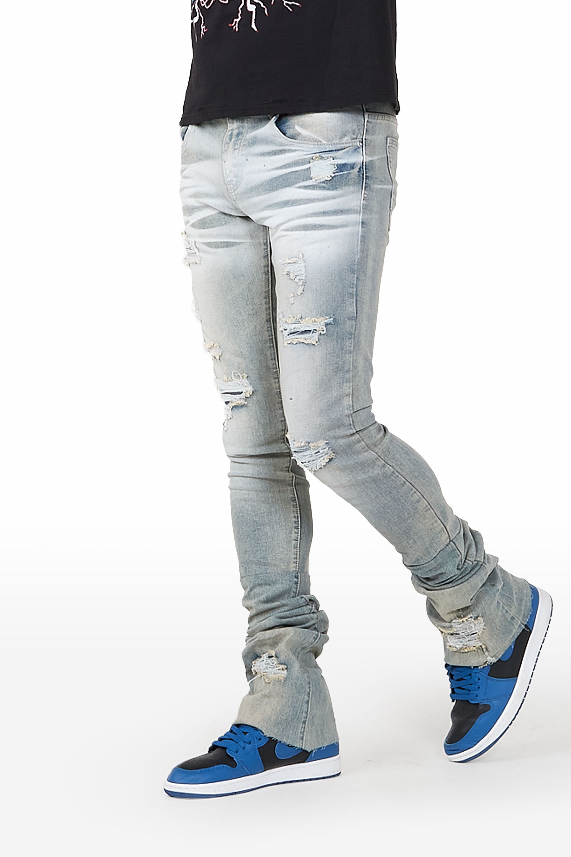 Taylin Vintage Blue Super Stacked Flare Jean – Hyperixxx
