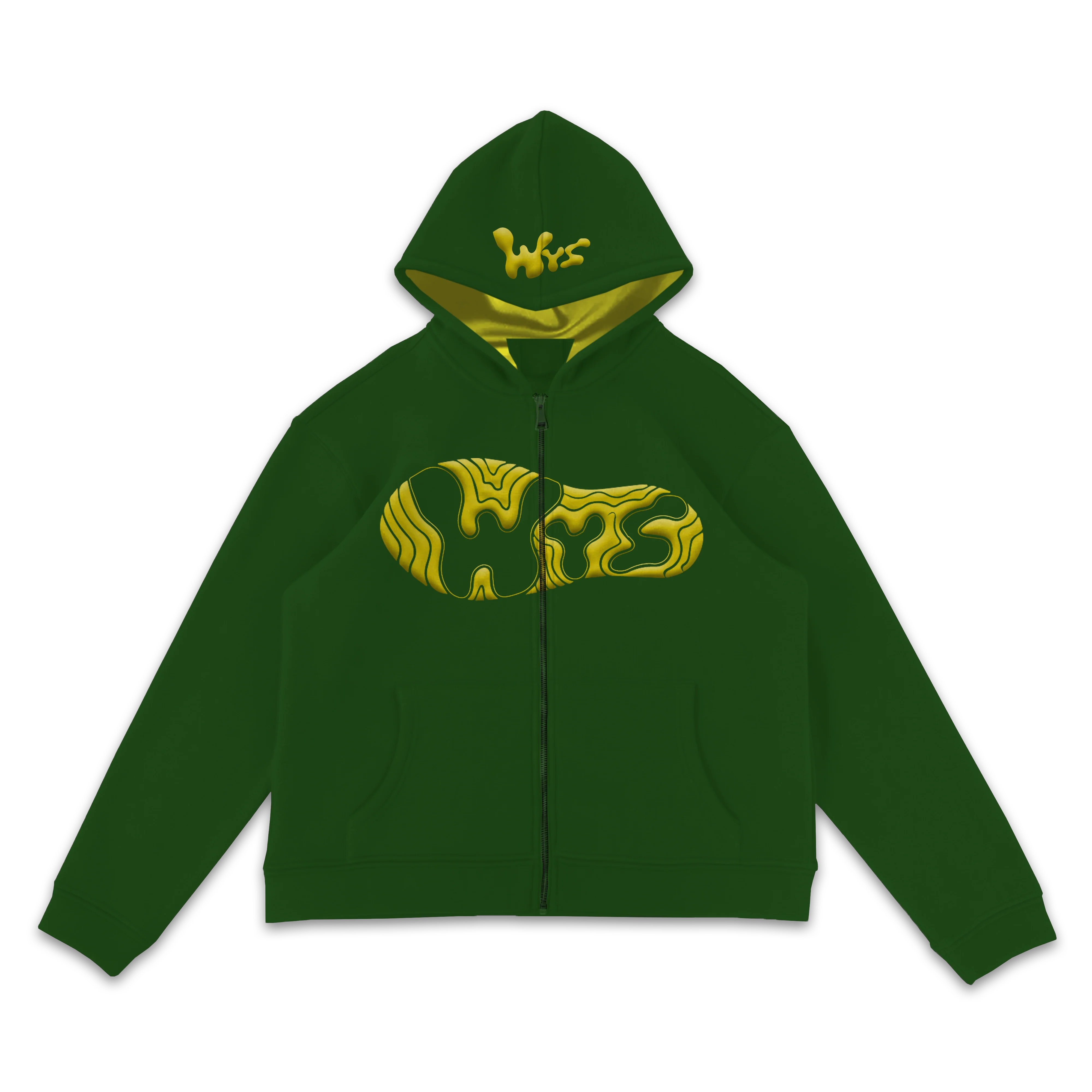 Satin Zip Green & Gold