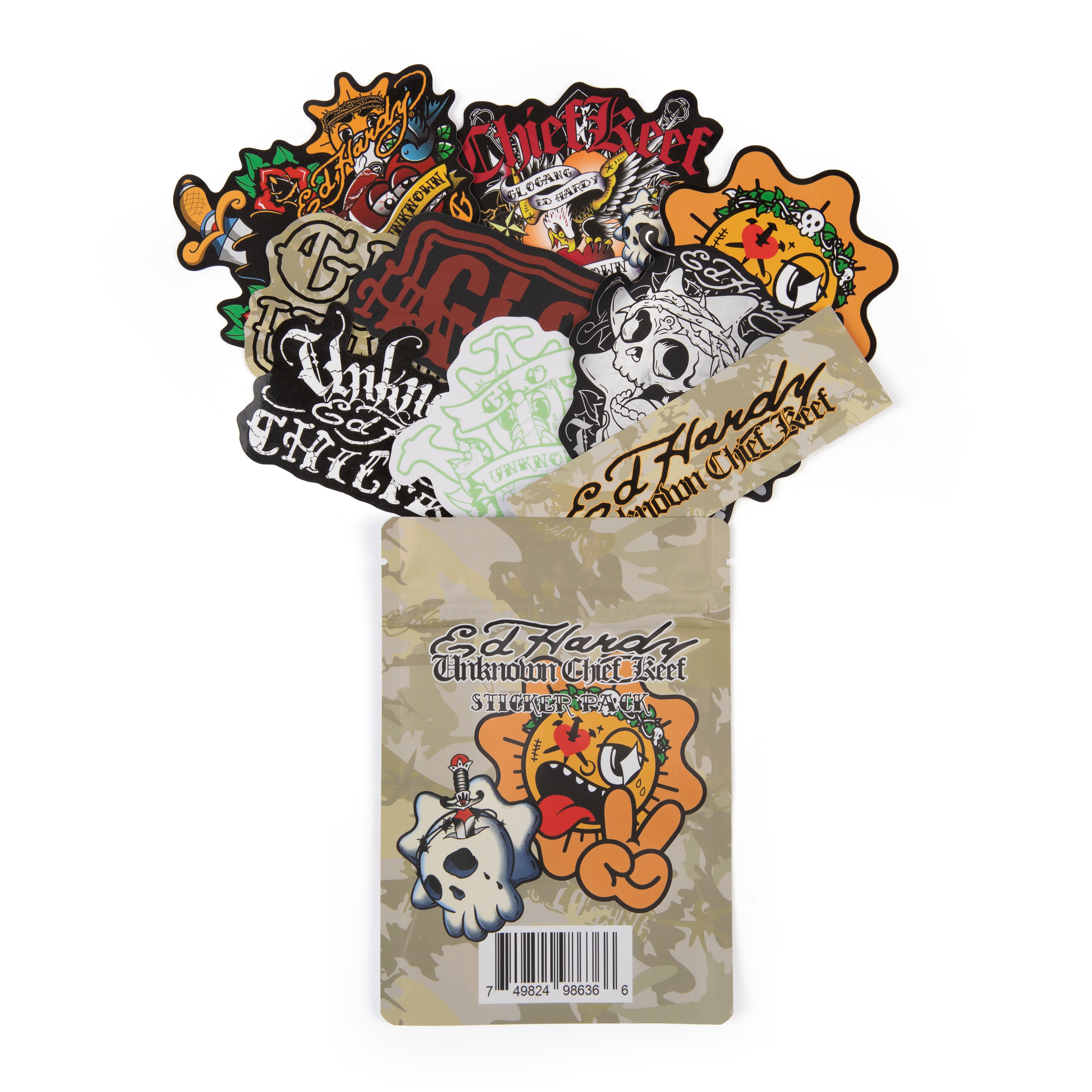 CHIEF KEEF X ED HARDY X UNKNOWN STICKER PACK – ianamess