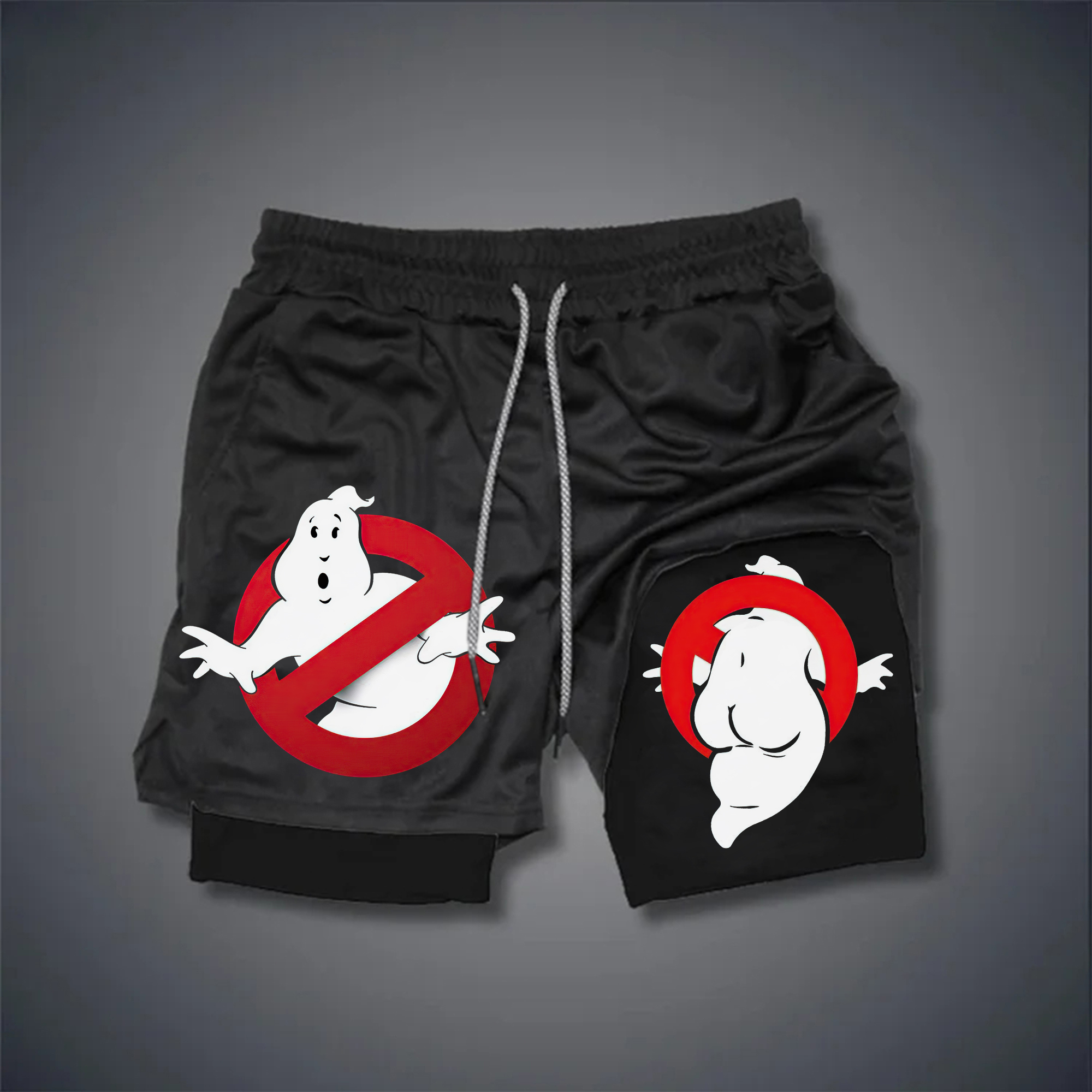 Geek Ghostbusters Print Men's All-In-One Fitness Shorts
