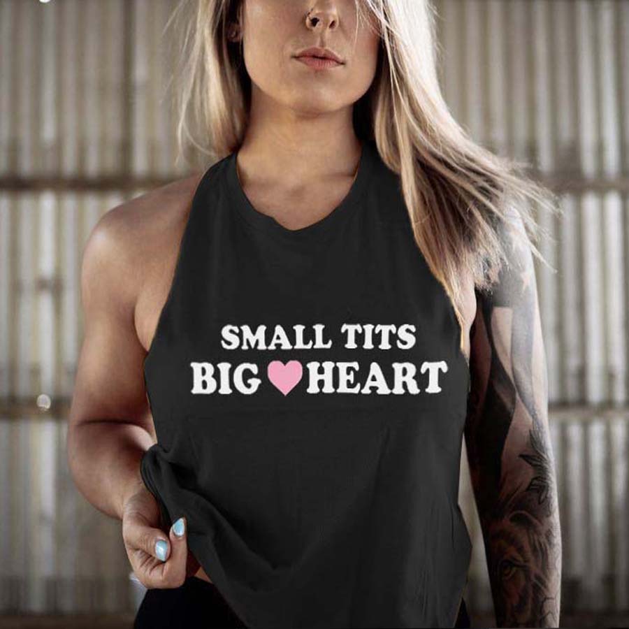 Small Tits Big Heart Print Womens Crop Top