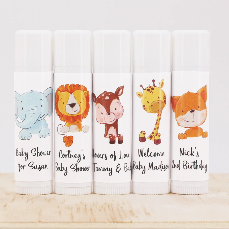 Personalized Baby Animal Lip Balm Favors Baby Shower Gift