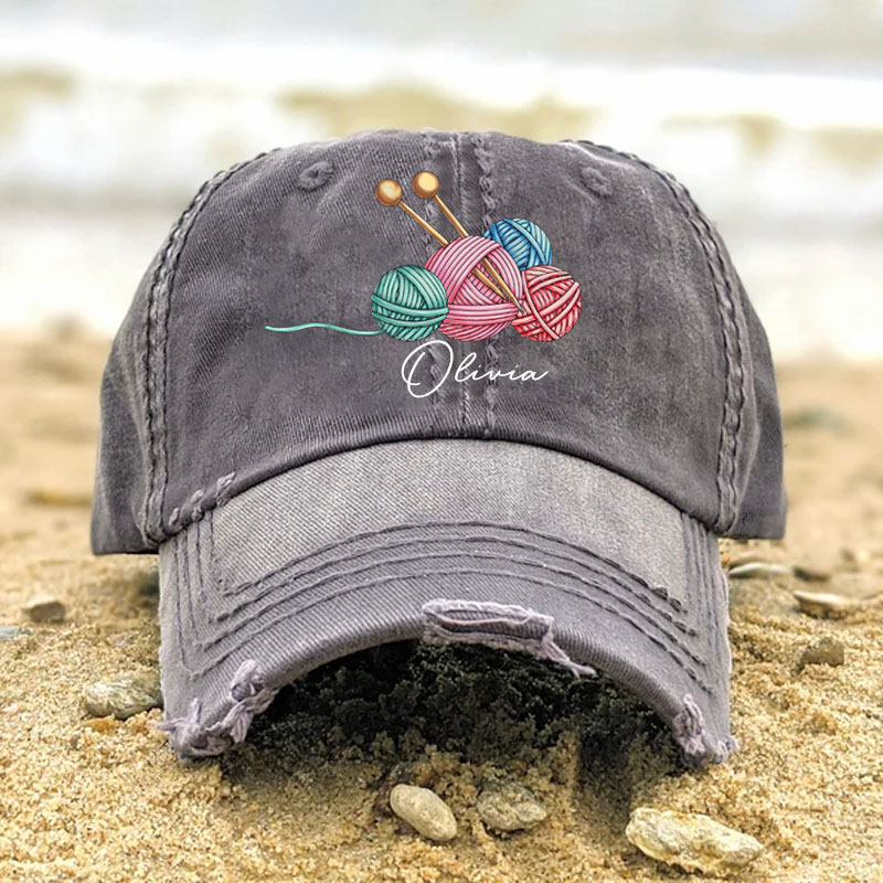 Personalized Knitting Yarn Ball Baseball Cap