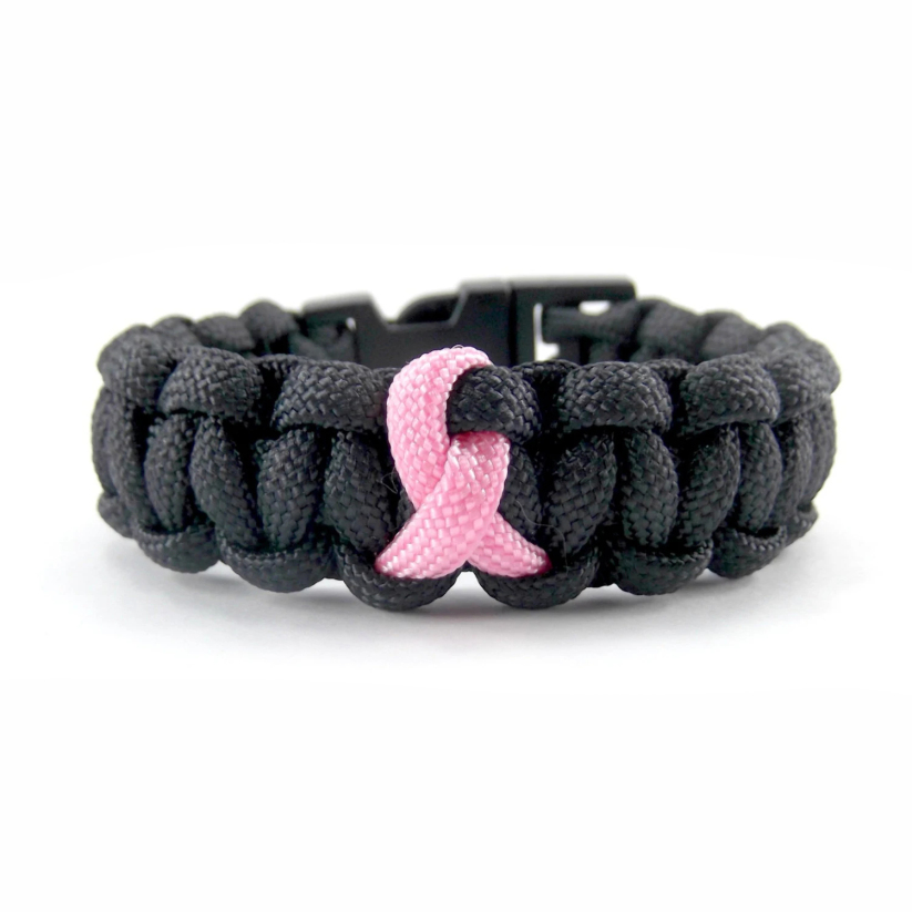 Black And Pink Ribbon Breast Cancer Awareness Bracelet – OliviaHandicrafts