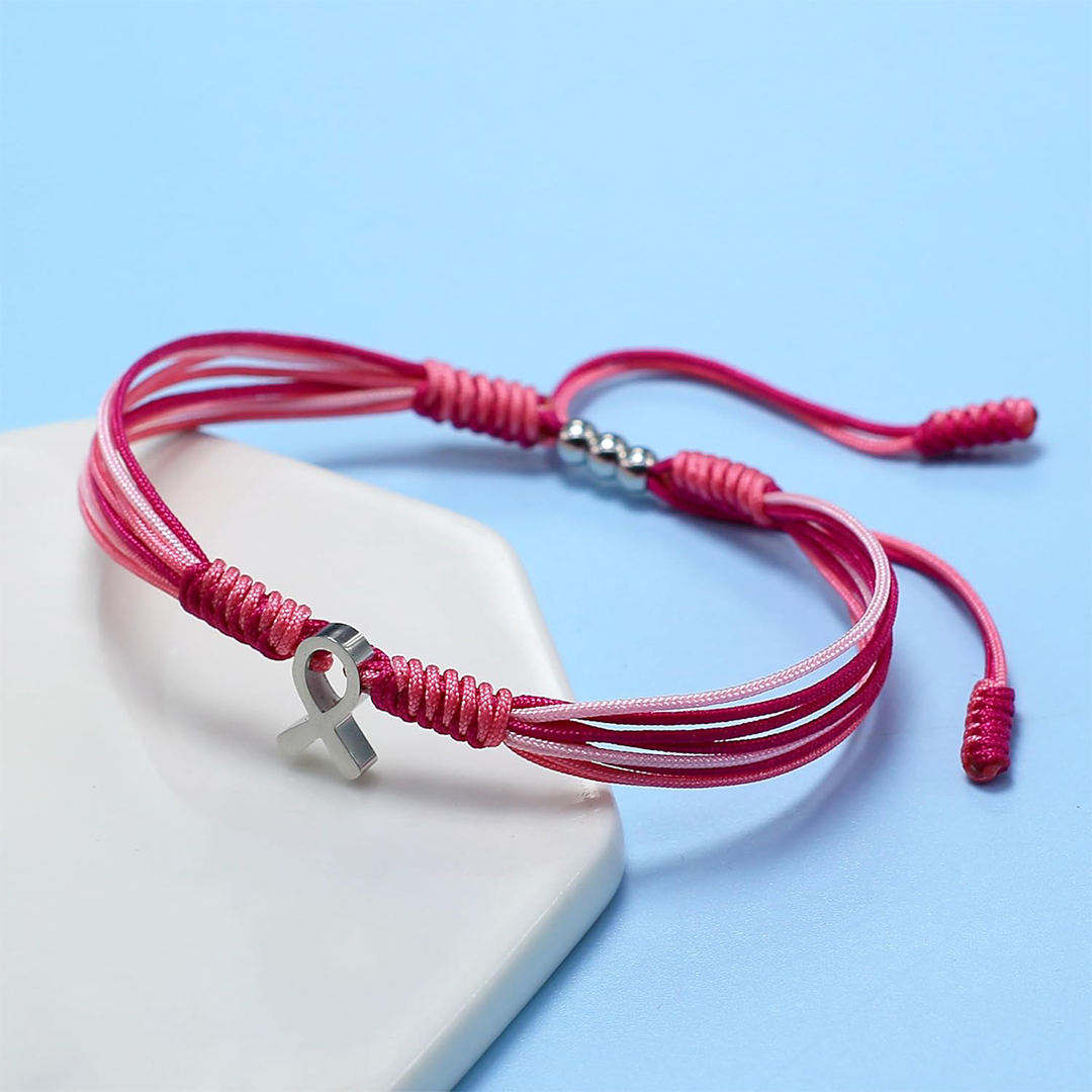 Breast Cancer Pink Rope With Ribbon Bracelet – OliviaHandicrafts