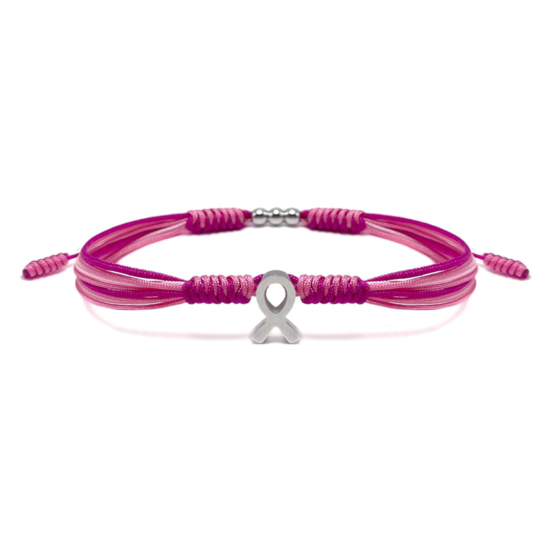 Breast Cancer Pink Rope With Ribbon Bracelet – OliviaHandicrafts