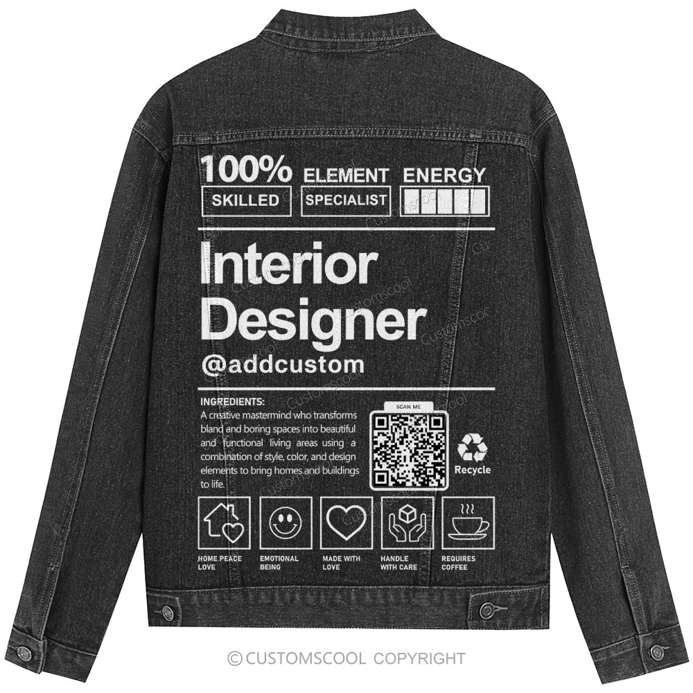 Interior Designer Addcustom QR Code Denim Jacket Customscool