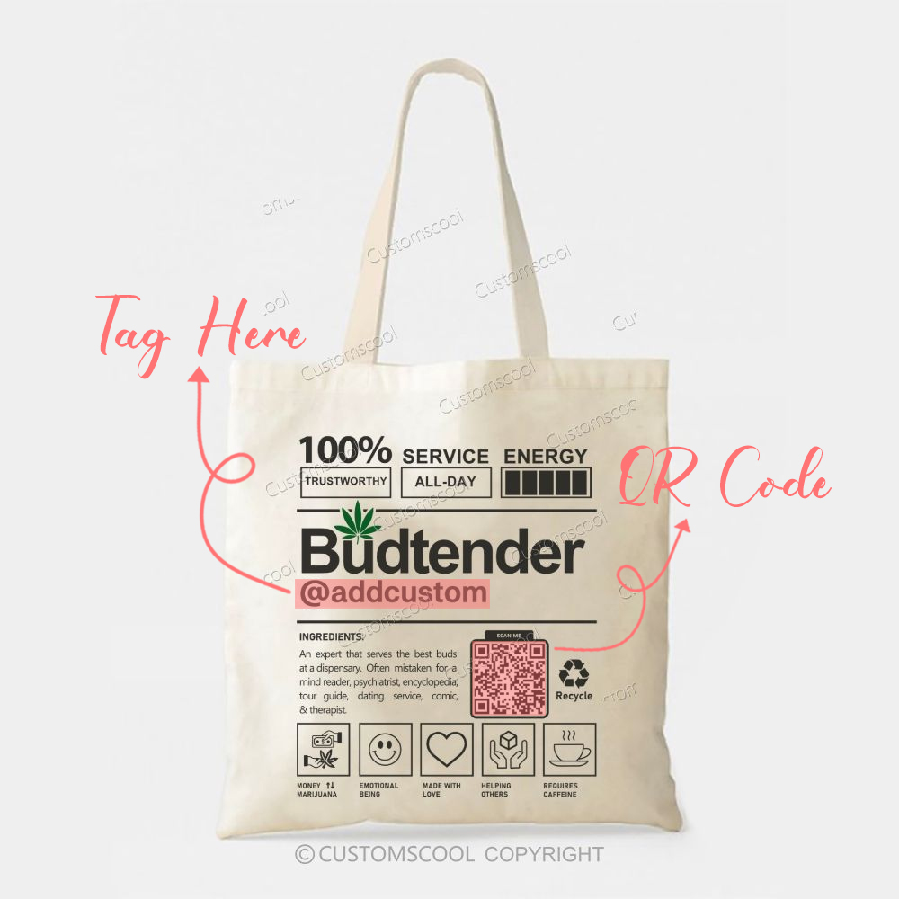 Budtender Addcustom QR Code Tote Bag – Customscool