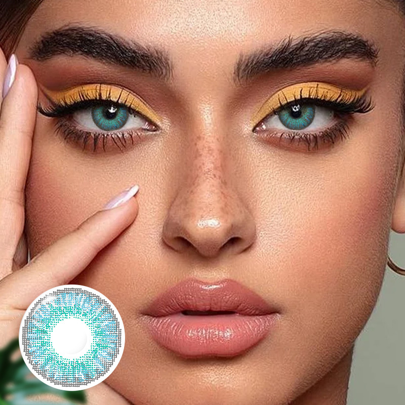 HANIIX 3 Tone Brilliant Blue Natural Look 1 Year Colored Contacts