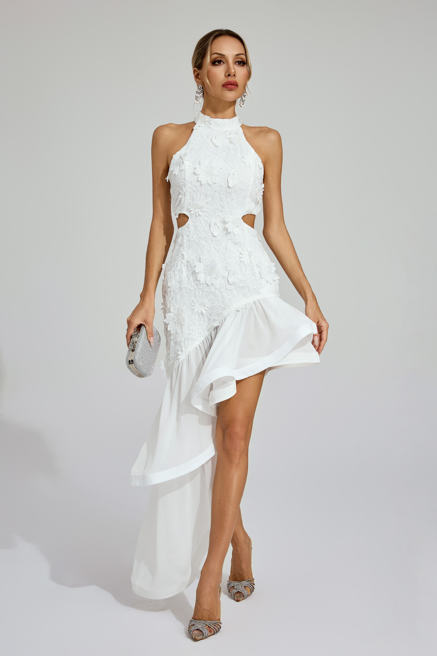 Ferdinand White Lace Cut Out Dress