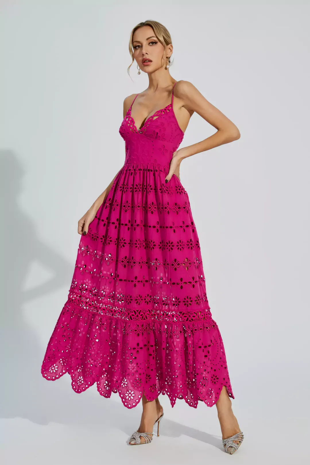 Jaylah Rose Red Lace Slip Maxi Dress