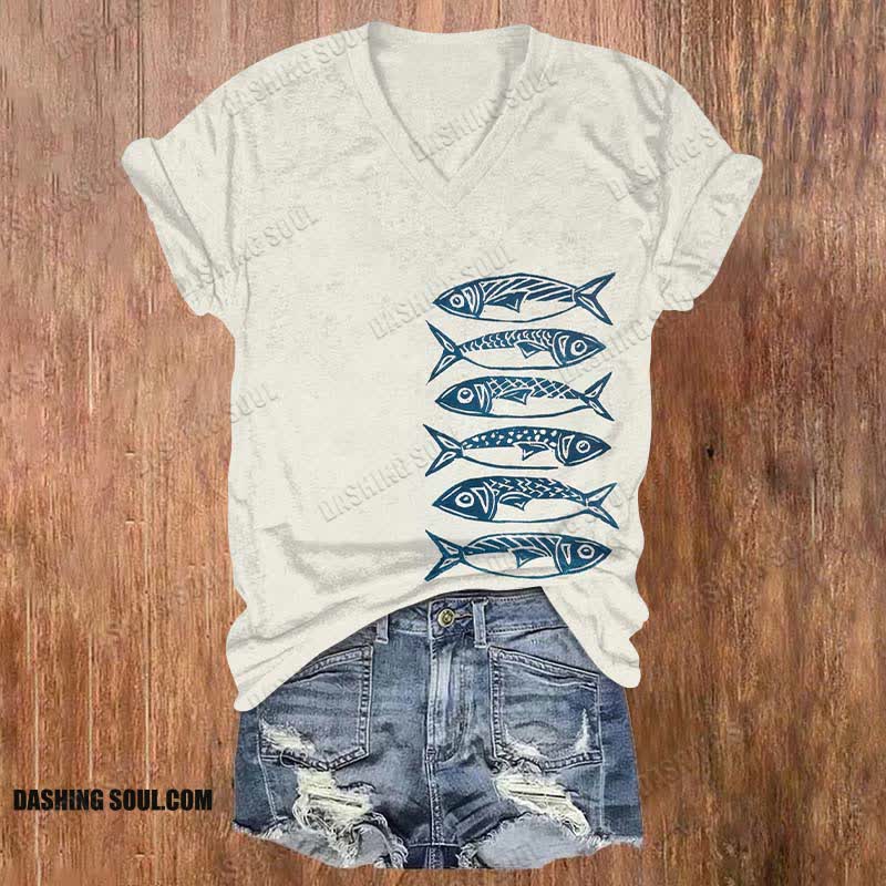 Simple School Of Fish Art Print T-shirt