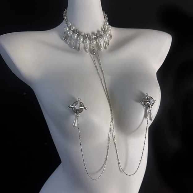 Pearl Necklace Nipple Clamps Chain SM Accessories MODAKAWA