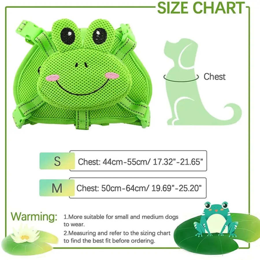 Adjustable No-Pull Harness Saddle Cute Frog Shape Self Carrier Travel
