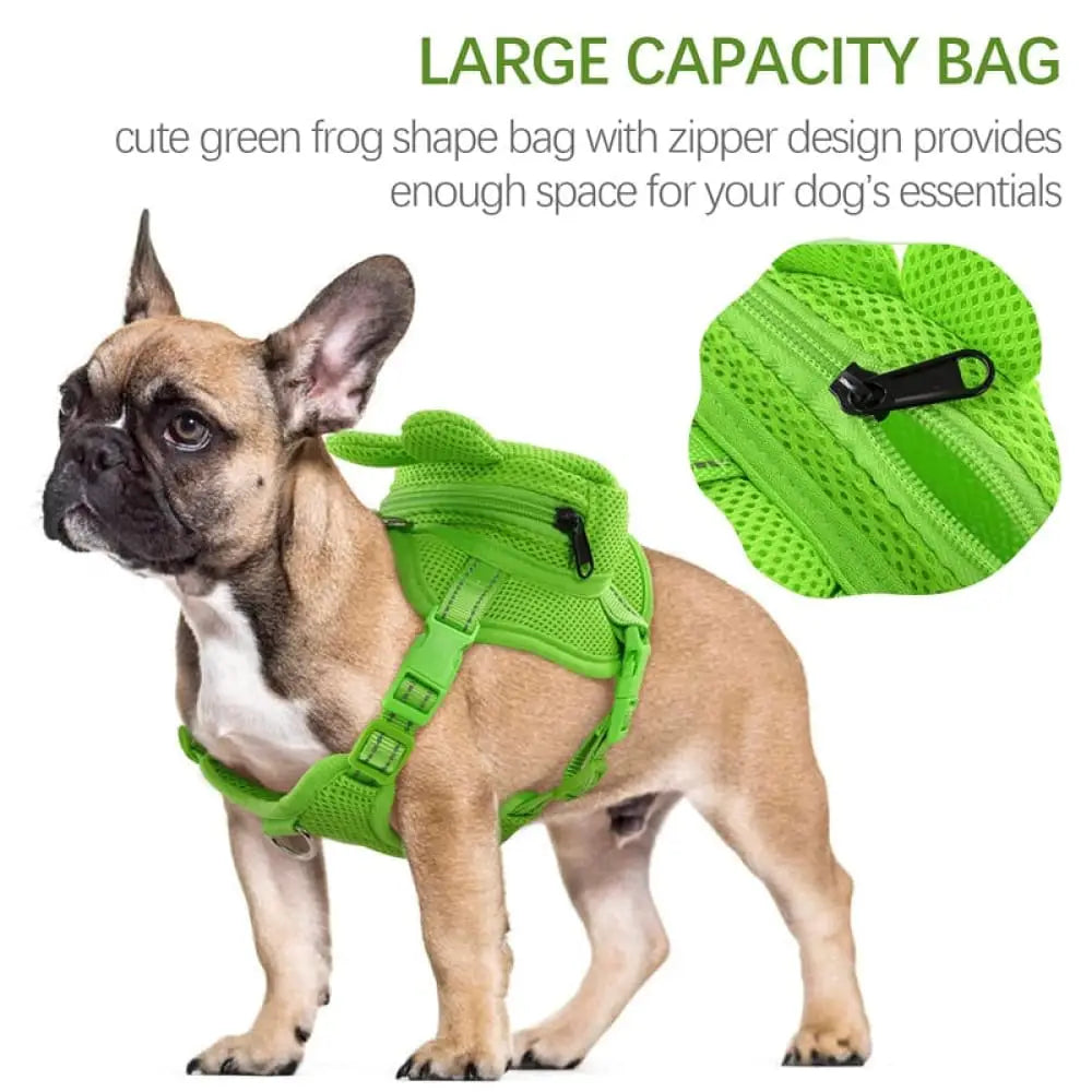Adjustable No-Pull Harness Saddle Cute Frog Shape Self Carrier Travel