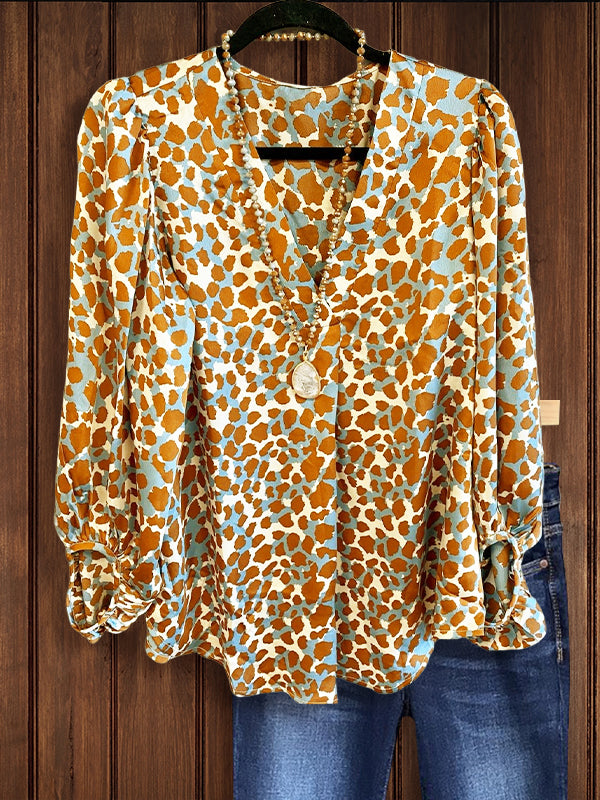 Womens Top Multicolor Jaguar Print Blouse Shoptheobsession