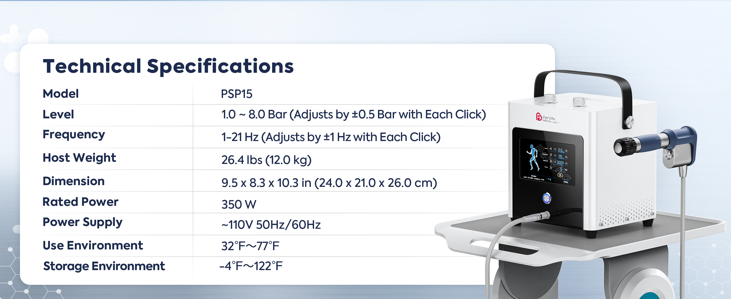 PerVita Medical Extracorporeal Shock Wave Therapy Machine PSP15
