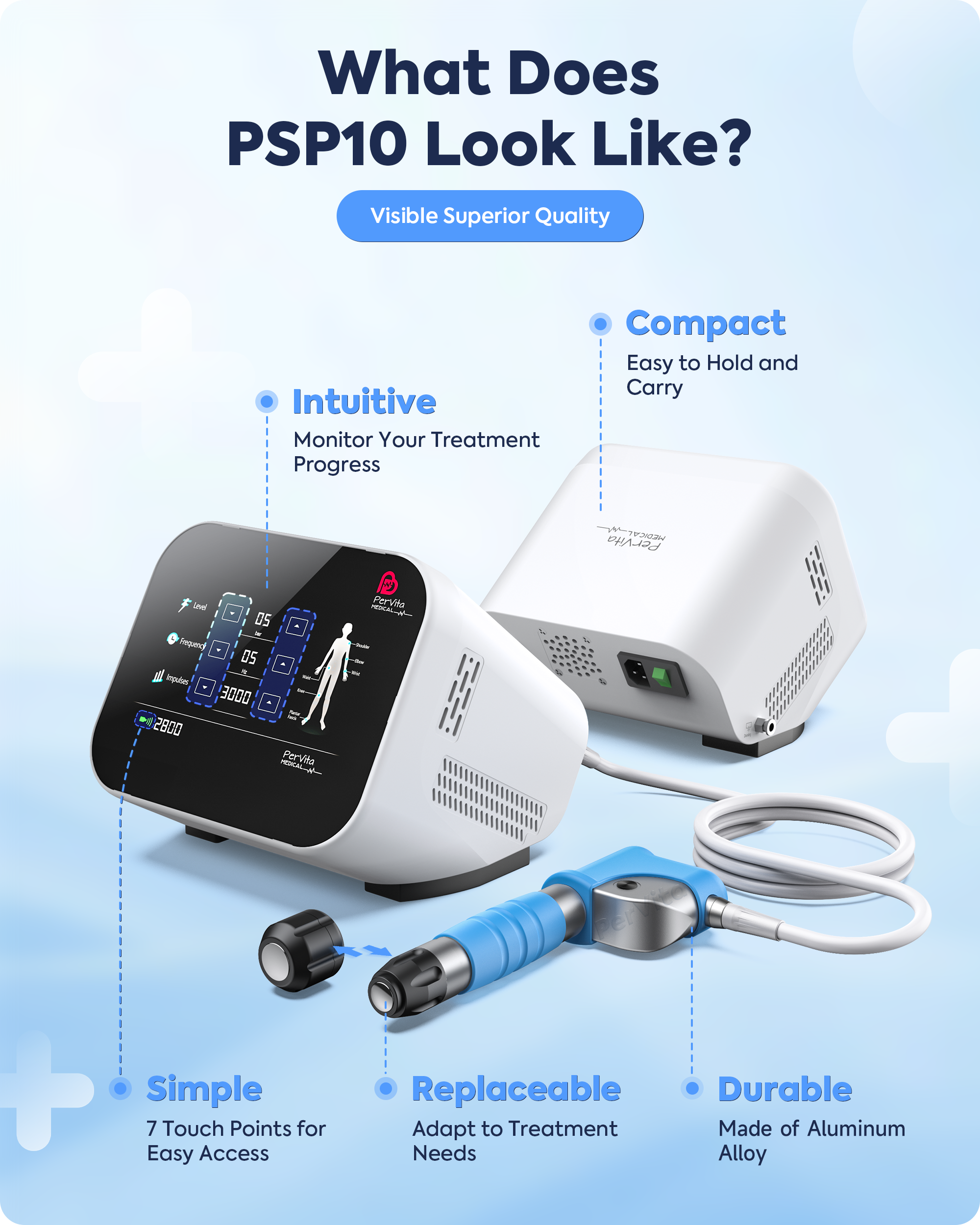 PerVita Medical Extracorporeal Shock Wave Therapy Machine PSP10 ...